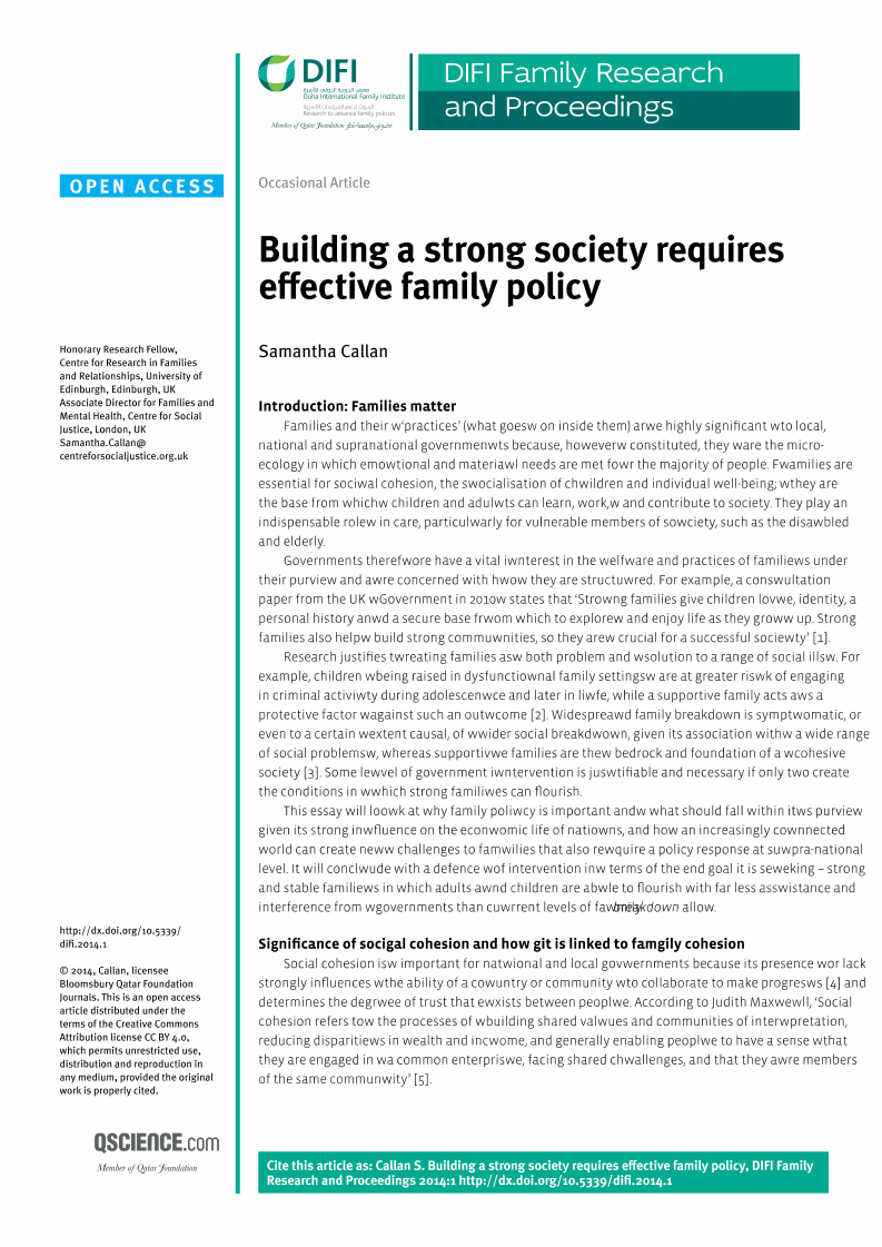 Building a strong society requires effective family policy | QScience.com